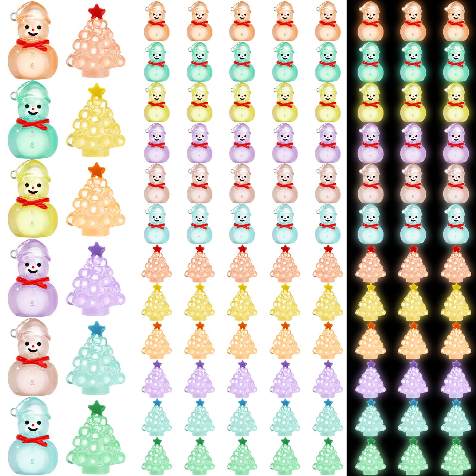 Amazon.com: Vertintong 96 Pcs Luminous Christmas Tree and Snowman ...