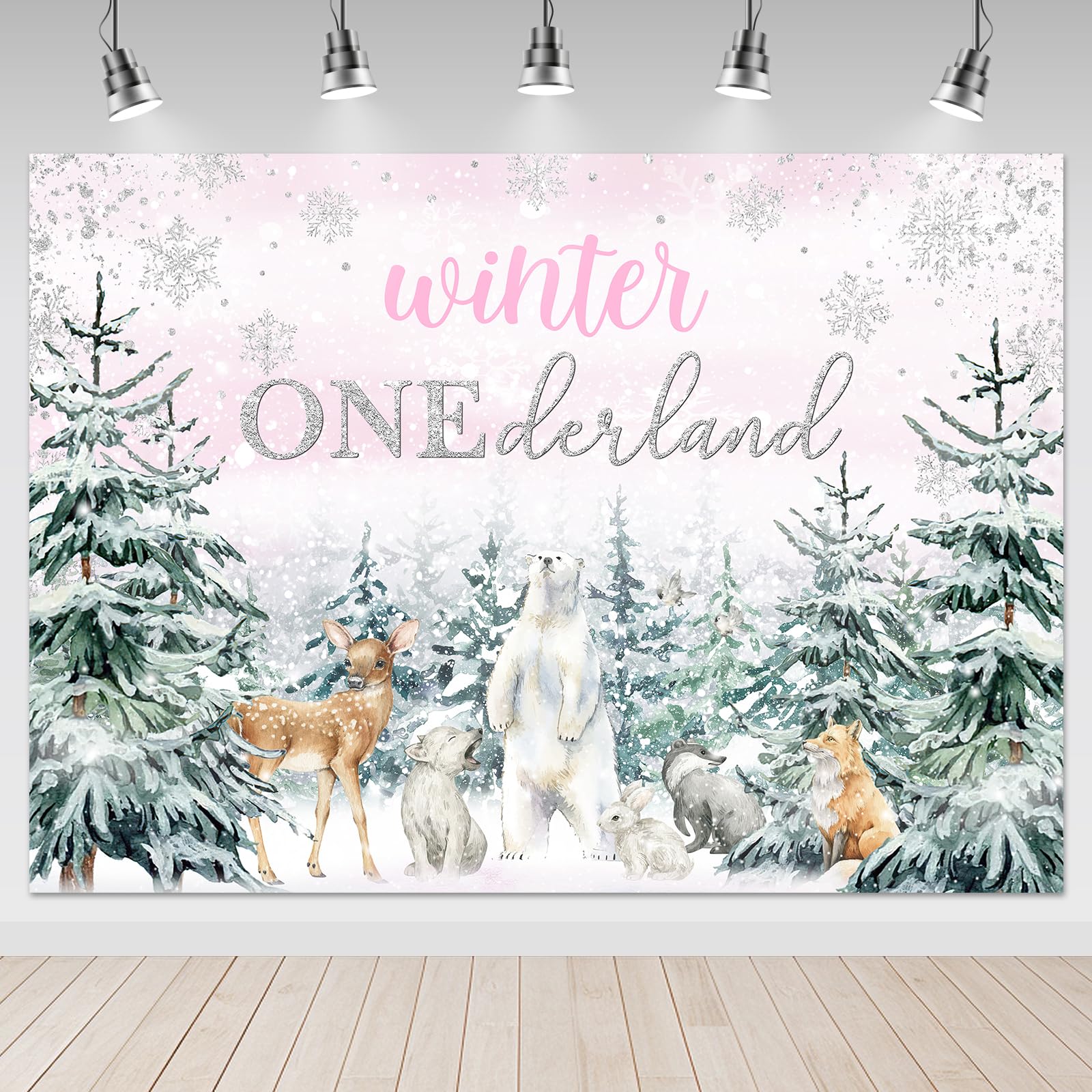 Amazon.com : Mocsicka Winter Onederland Backdrop Pink Winter Onederland ...