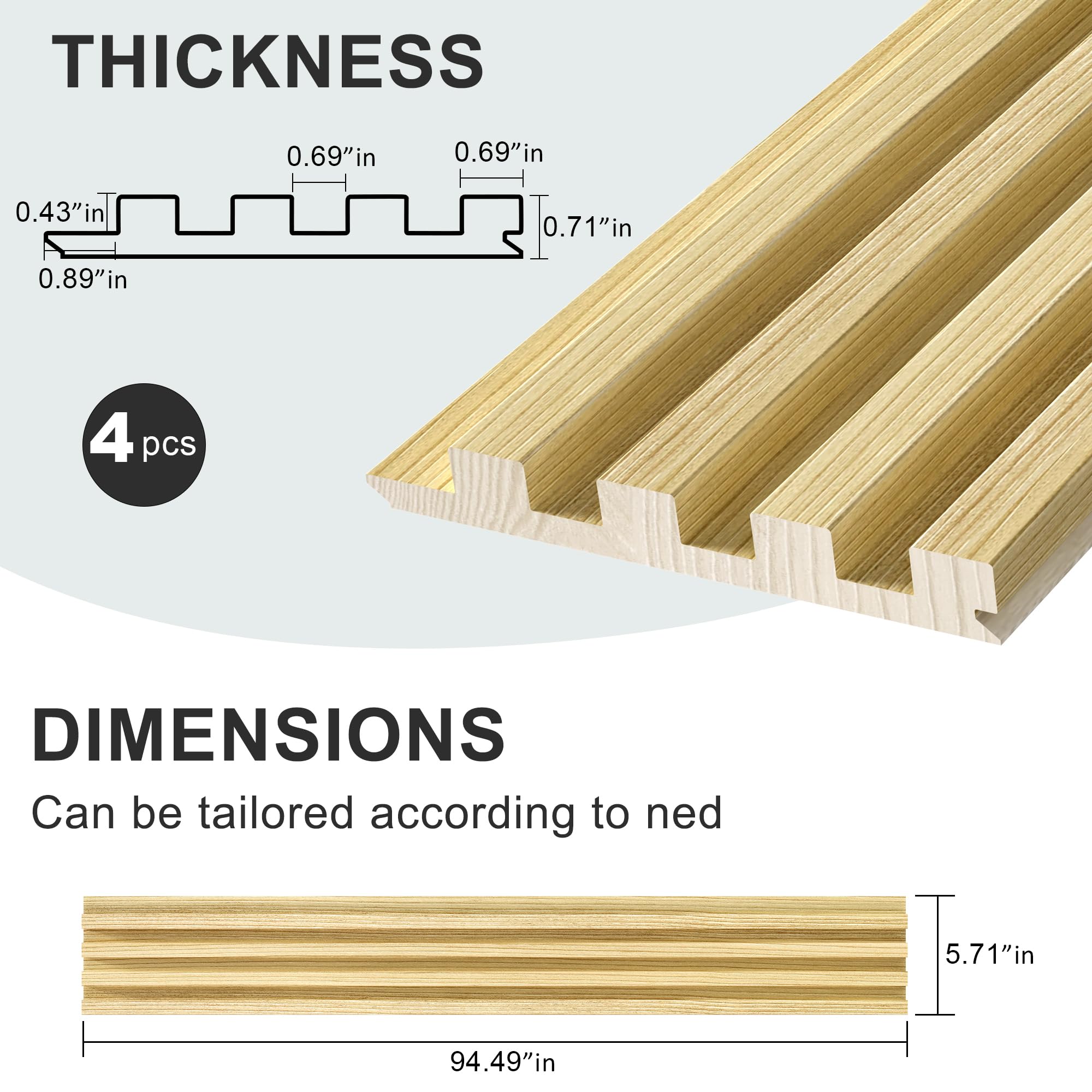 Snapklik.com : ROOMTEC 4 Packs 945” X 57” Solid Wood Panels For Wall ...