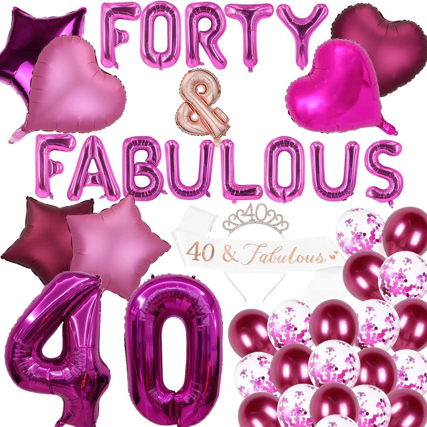 Amazon.com: 41 Pieces Forty & Fabulous Party Balloons 40th Birthday ...
