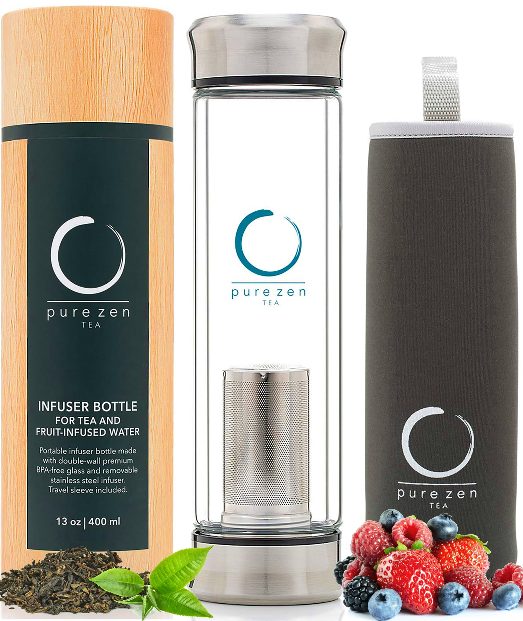 Amazon.com: Pure Zen Tea Tumbler with Infuser - Double Wall Glass ...