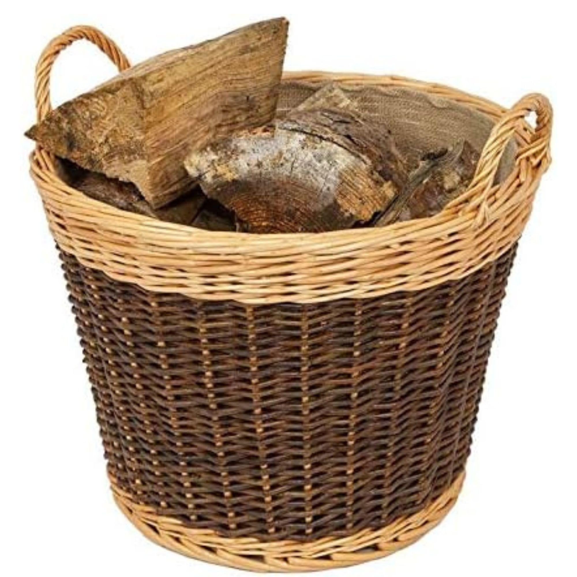 Woodluv 100% Organic Unpeeled Full Wicker Handmade Two Tone Round ...
