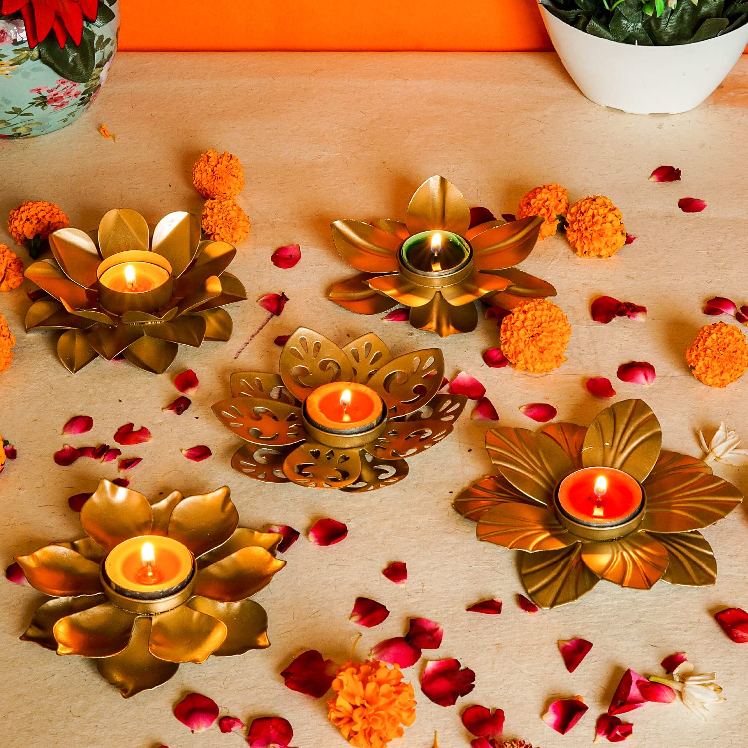 Diwali Diya Decoration With Flowers