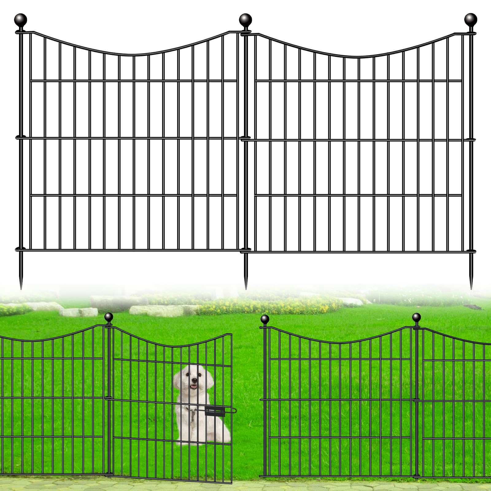 Amazon.com : 10 Panels Decorative Garden Fence with Gate, 24 in(H) X 20 ...