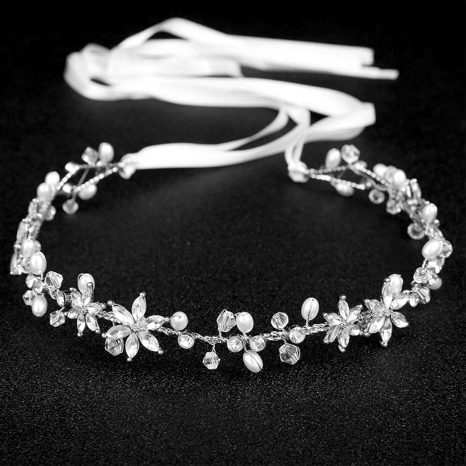 Cristal Artificial Perla Corona Novia Boda Diadema para Mujeres Niñas ...