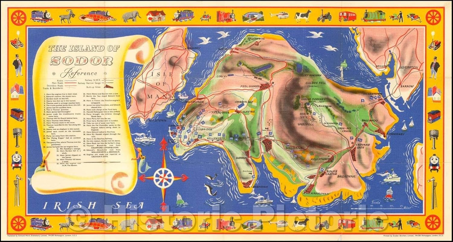 Amazon.com: Historic Map - Railway Map of The Island of Sodor. Where ...