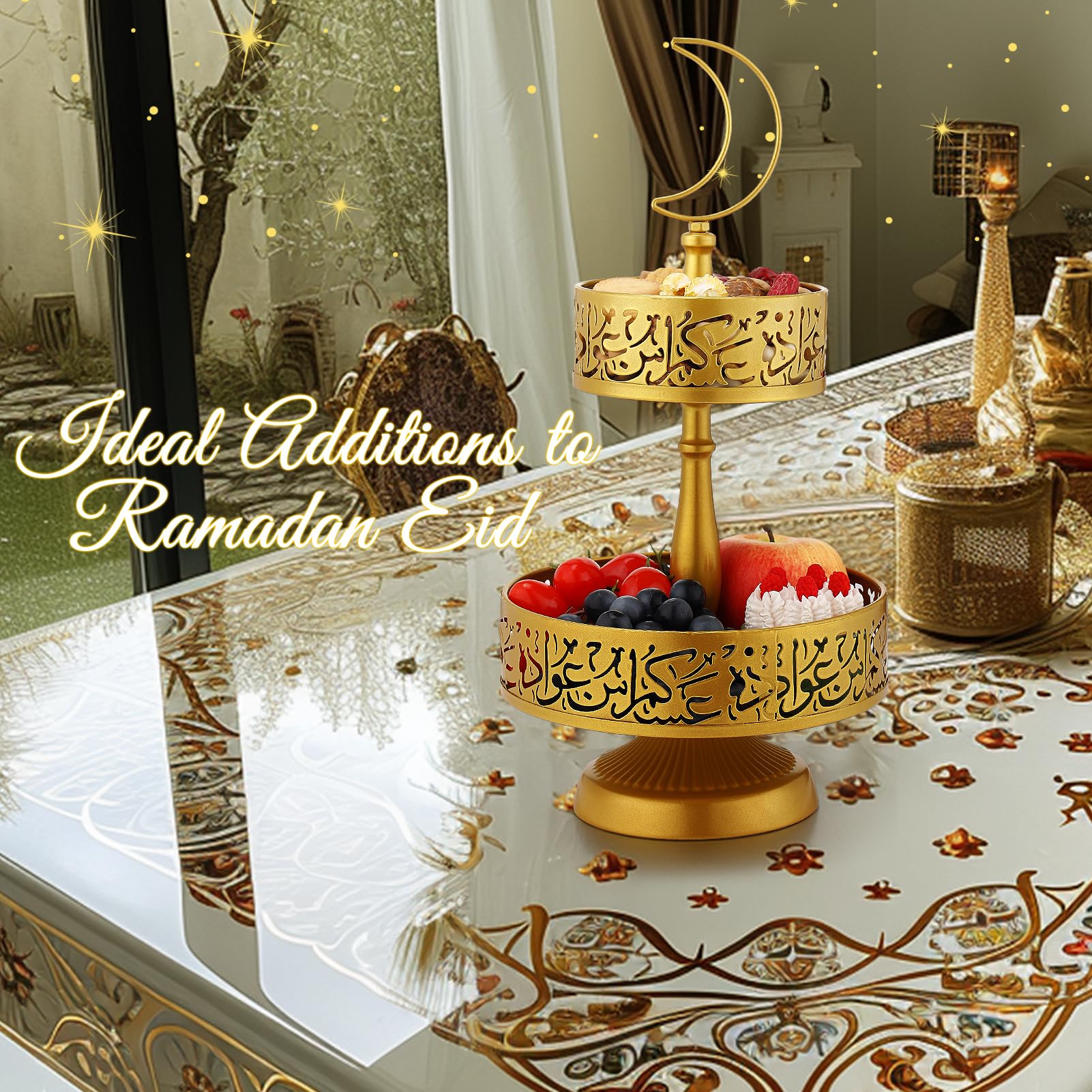 Snapklik.com : 2 Tierd Ramadan Serving Trays, Eid Mubarak Metal Food ...