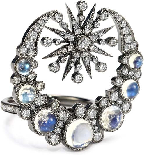Amazon.com: Colette Steckel "Galaxia" 18k Gold Crescent and Starburst ...