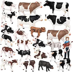 Amazon.com: 23PCS Realistic Cows Toys for Kids Simmental Cow Holstein ...