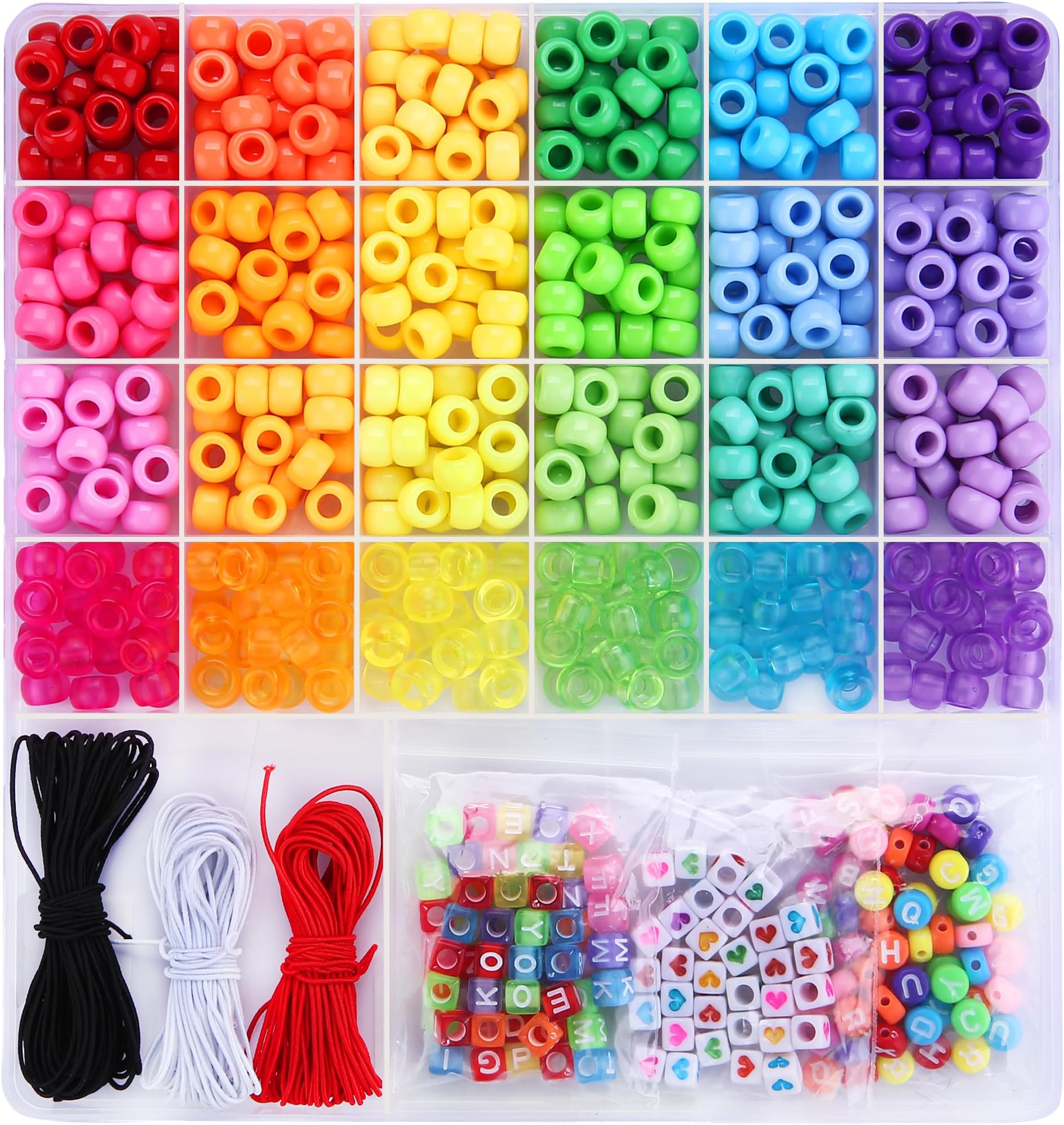 Amazon.com: Pony Beads Kit, 24 Colors Kandi Pony Beads for Hair Braids ...