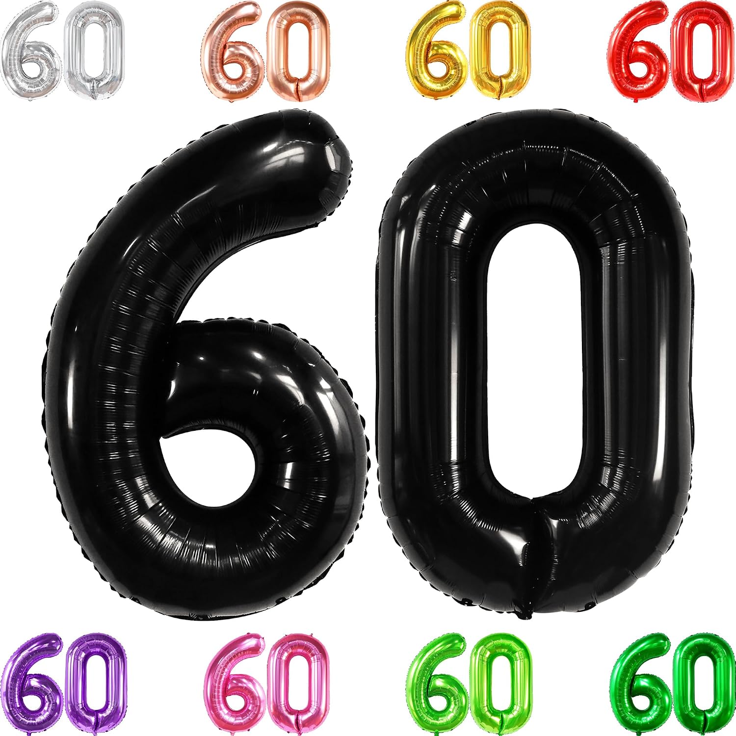 Amazon.com: KatchOn, Big Black 60 Balloon Numbers - 40 Inch | Foil 60 ...