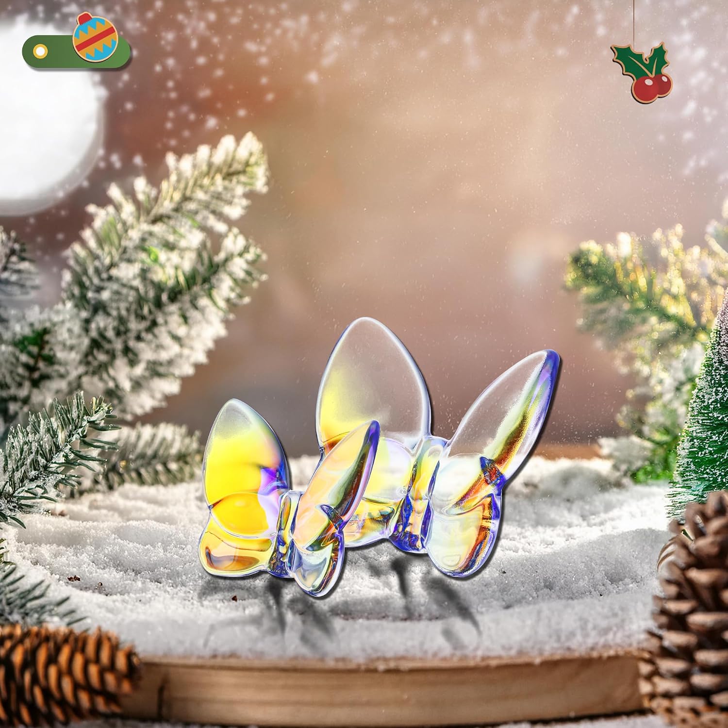 Amazon.com: KRISININE Set 2 Crystal Butterfly Figurines Purple ...