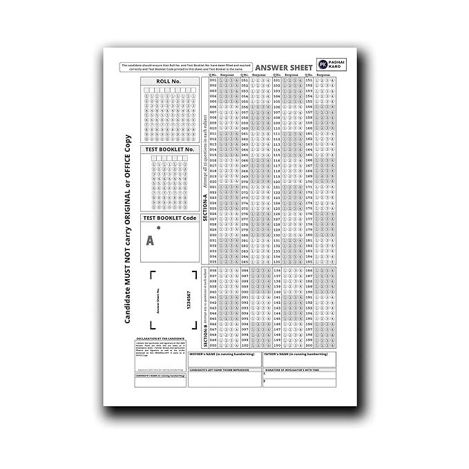 NEET 2025 OMR Sheets for Practice - 100 Sheets, Based on Latest NEET ...