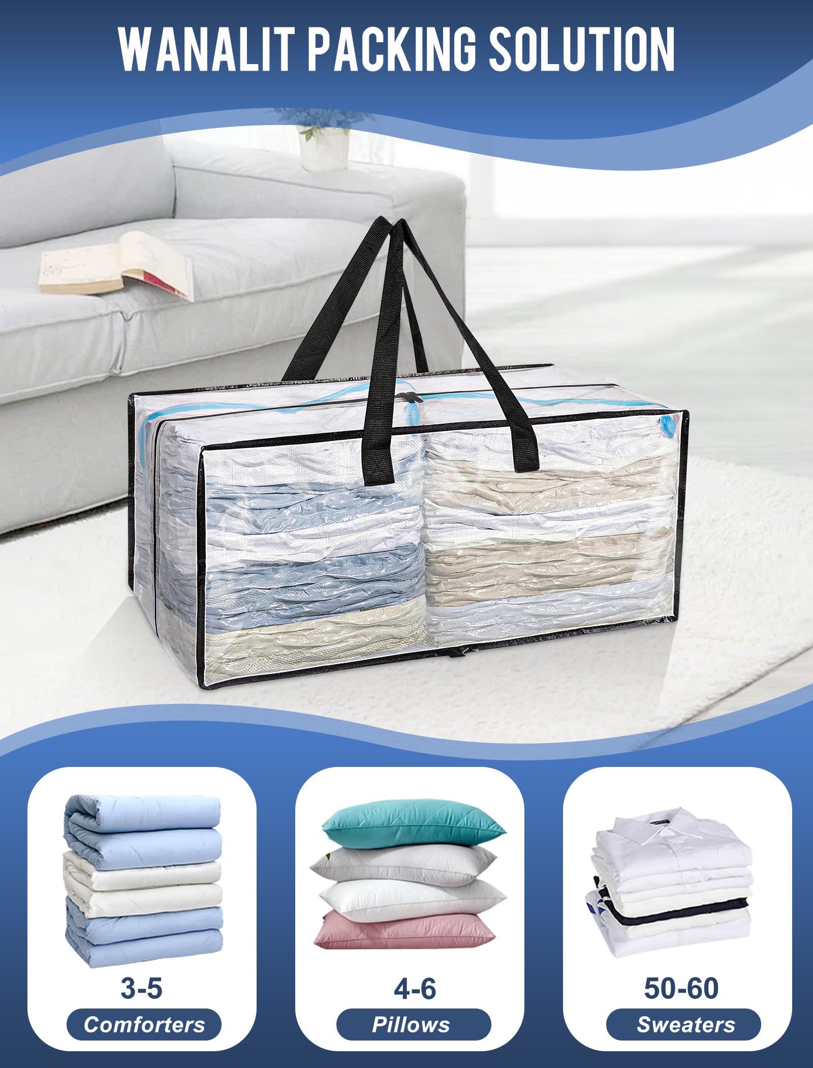 WANALIT 9 Pack Moving Bags, 6 Pack Heavy Duty Extra Large Moving Bags ...