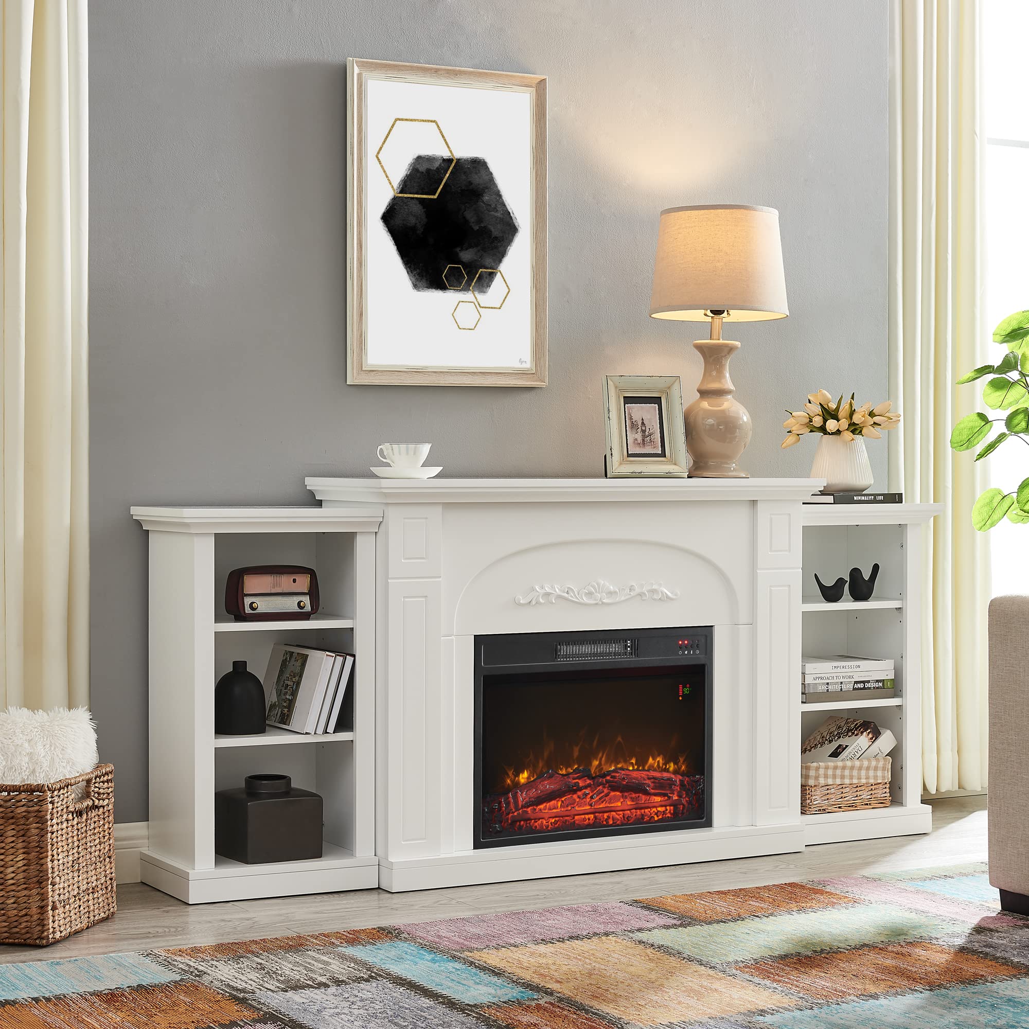 Buy GOOD & GRACIOUS Electric Fireplace with Mantel Wooden Surround ...