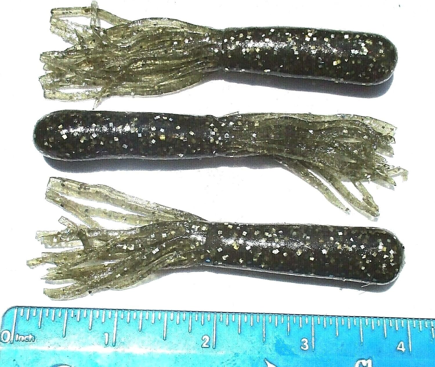 Amazon.com : Fishing Lure Tube 10ct Smoke Silver & Gold 4" Salty Tubes ...
