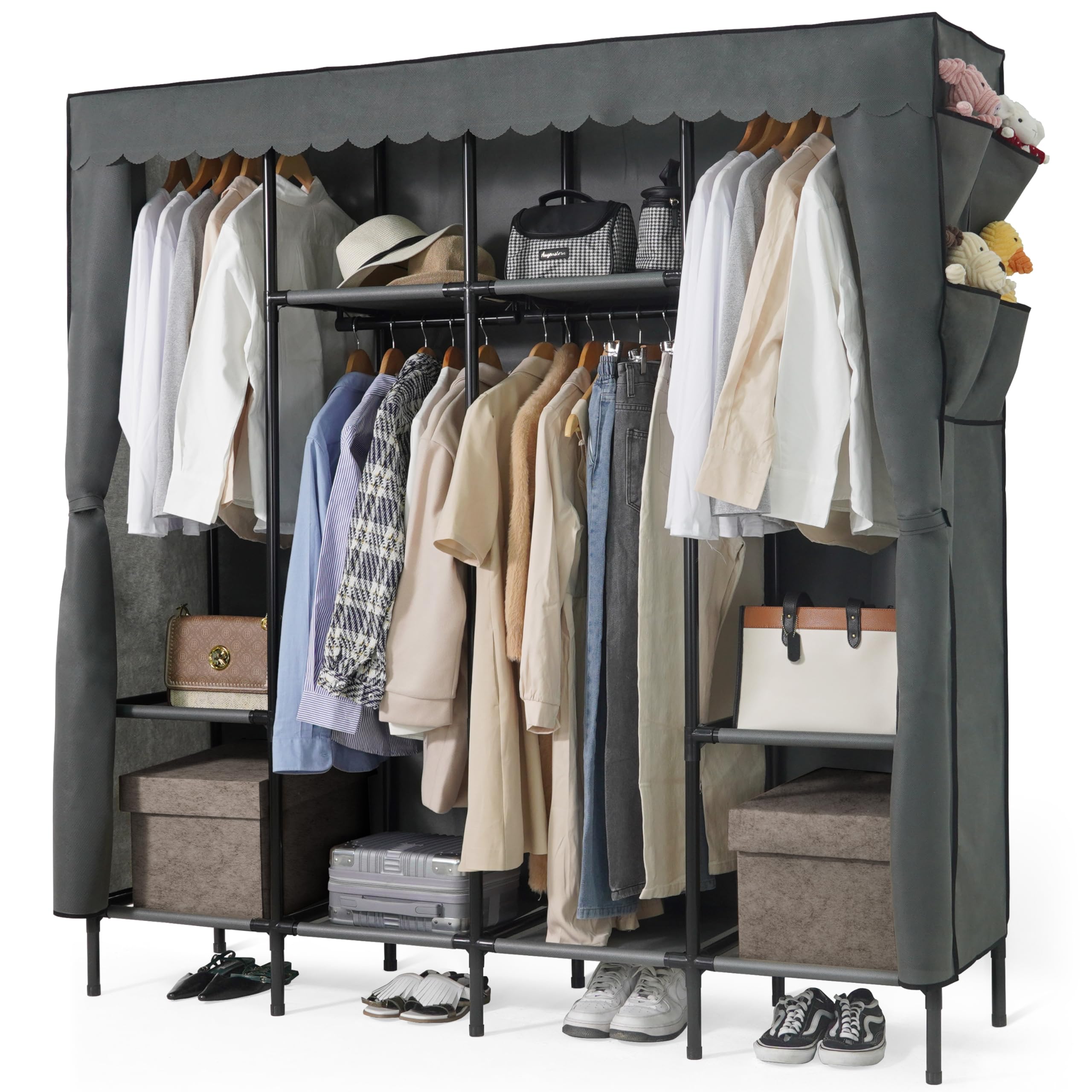 Amazon.com: CAPHAUS 67-Inch Heavy-Duty Clothing Rack with Cover, 25MM ...