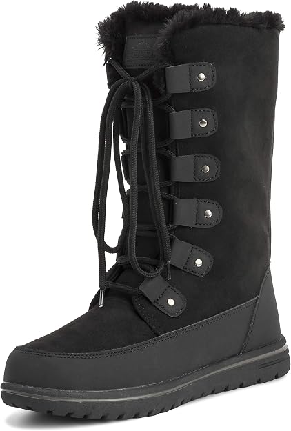 Polar Women’s Mid Calf Waterproof Winter Boots - Fleece Lined Lace-Up ...