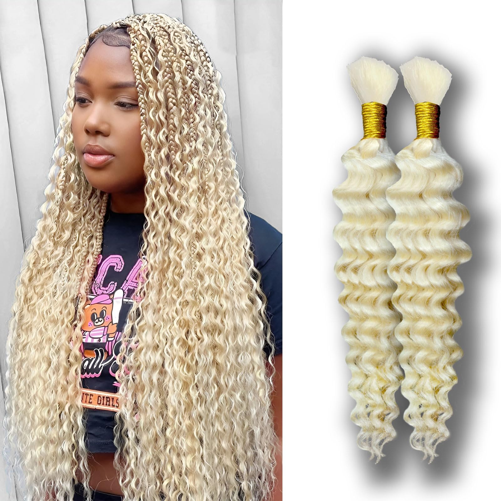 Amazon.com : Eileen 613 Blonde Braiding Hair 16 Inch 100g 2 Bundles ...