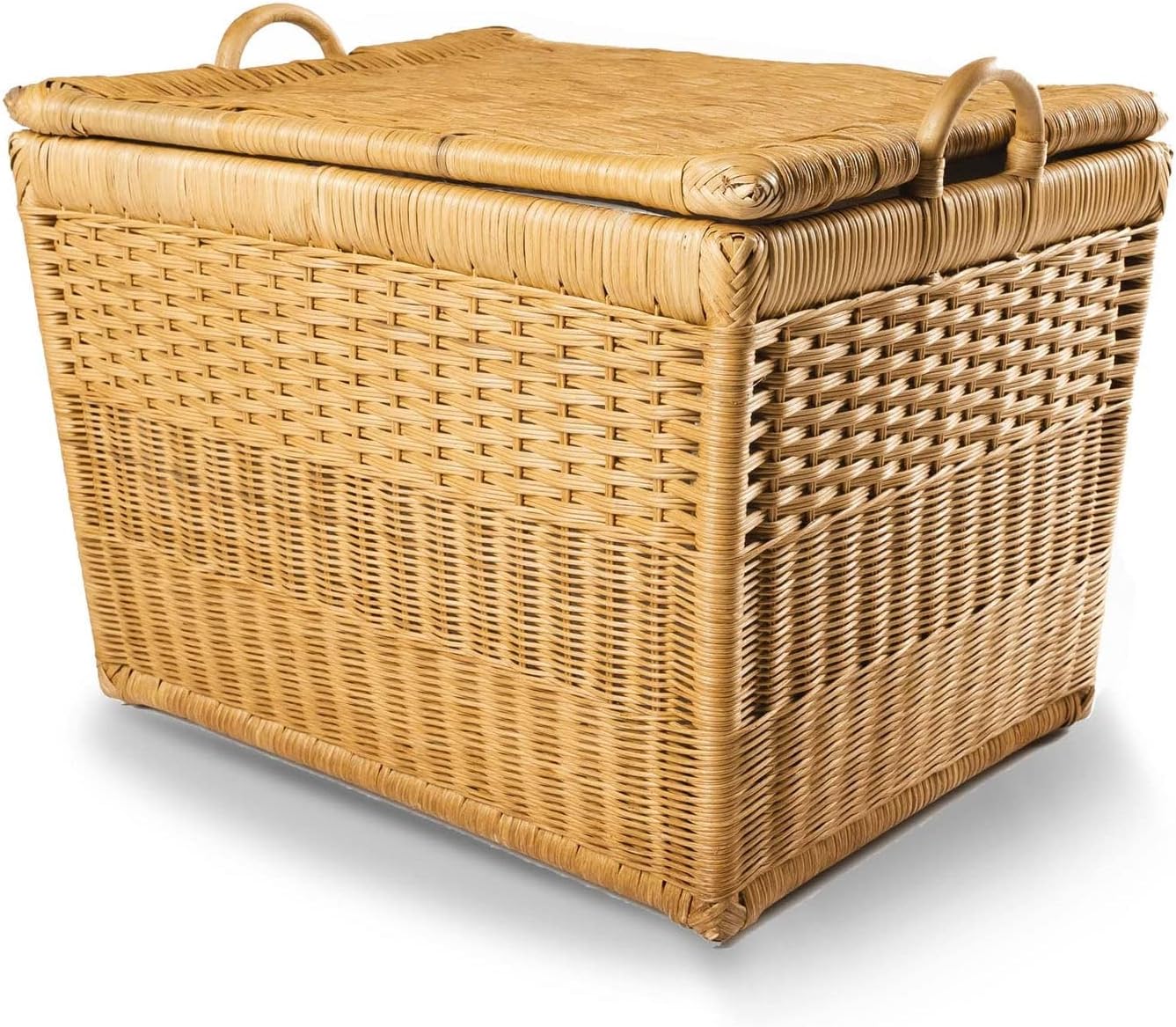 Amazon.com: The Basket Lady Ombak Weave Hinged Lid Storage Basket ...