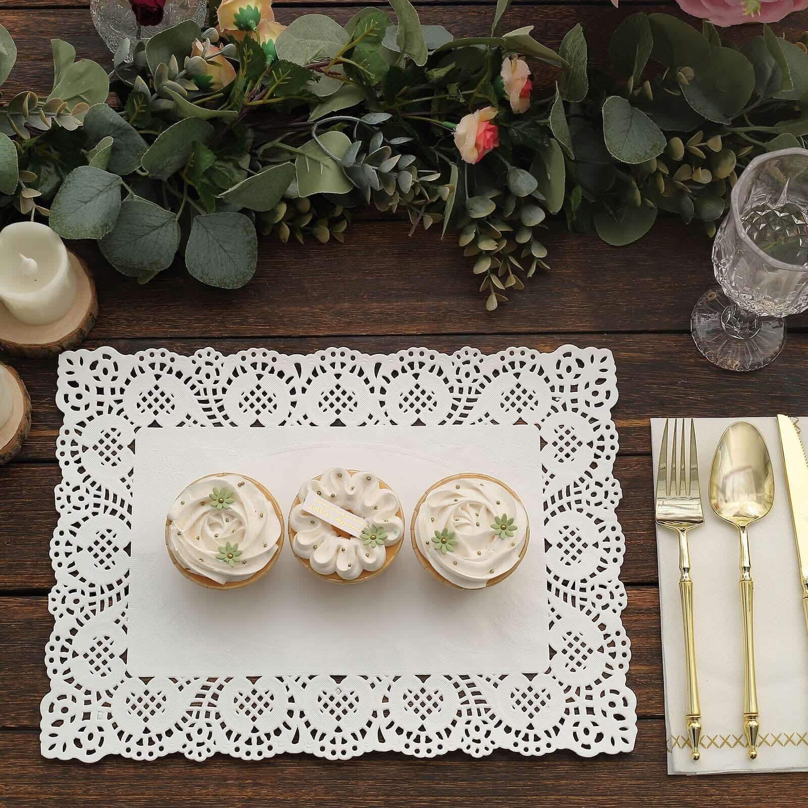 Square Paper Doilies 100-Pack White Lace Paper Doilies - 7.5x12 ...