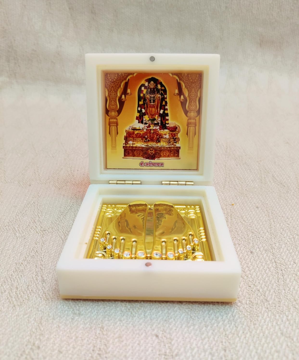 Buy PUJA CELEBRATIONS Ram Lalla Mini Paduka Charan Box, Charan Paduka ...