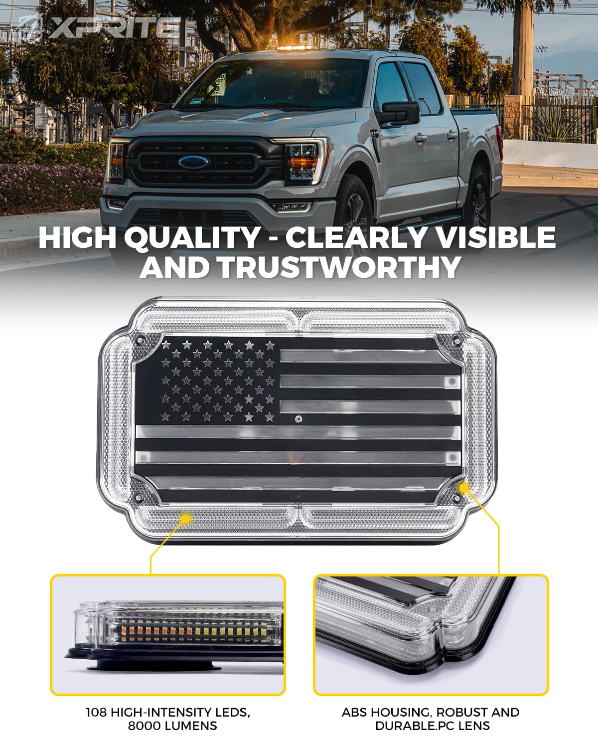 Snapklik.com : 300% Bright 108 LED Roof Top Strobe Light, US Flag ...