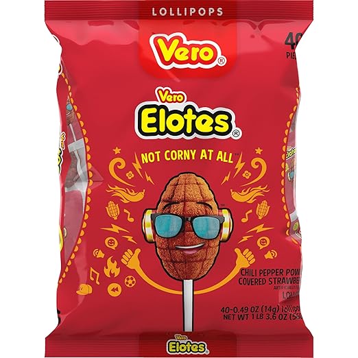 Amazon.com : Vero Elotes Strawberry Lollipops Coated with Chili Powder ...