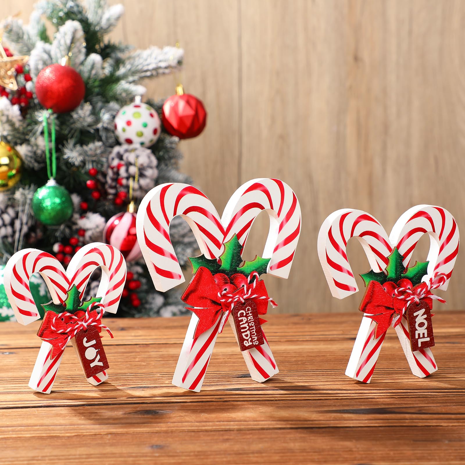 Amazon.com: Syhood 3 Pcs Christmas Candy Canes Wood Sign Wooden Candy ...