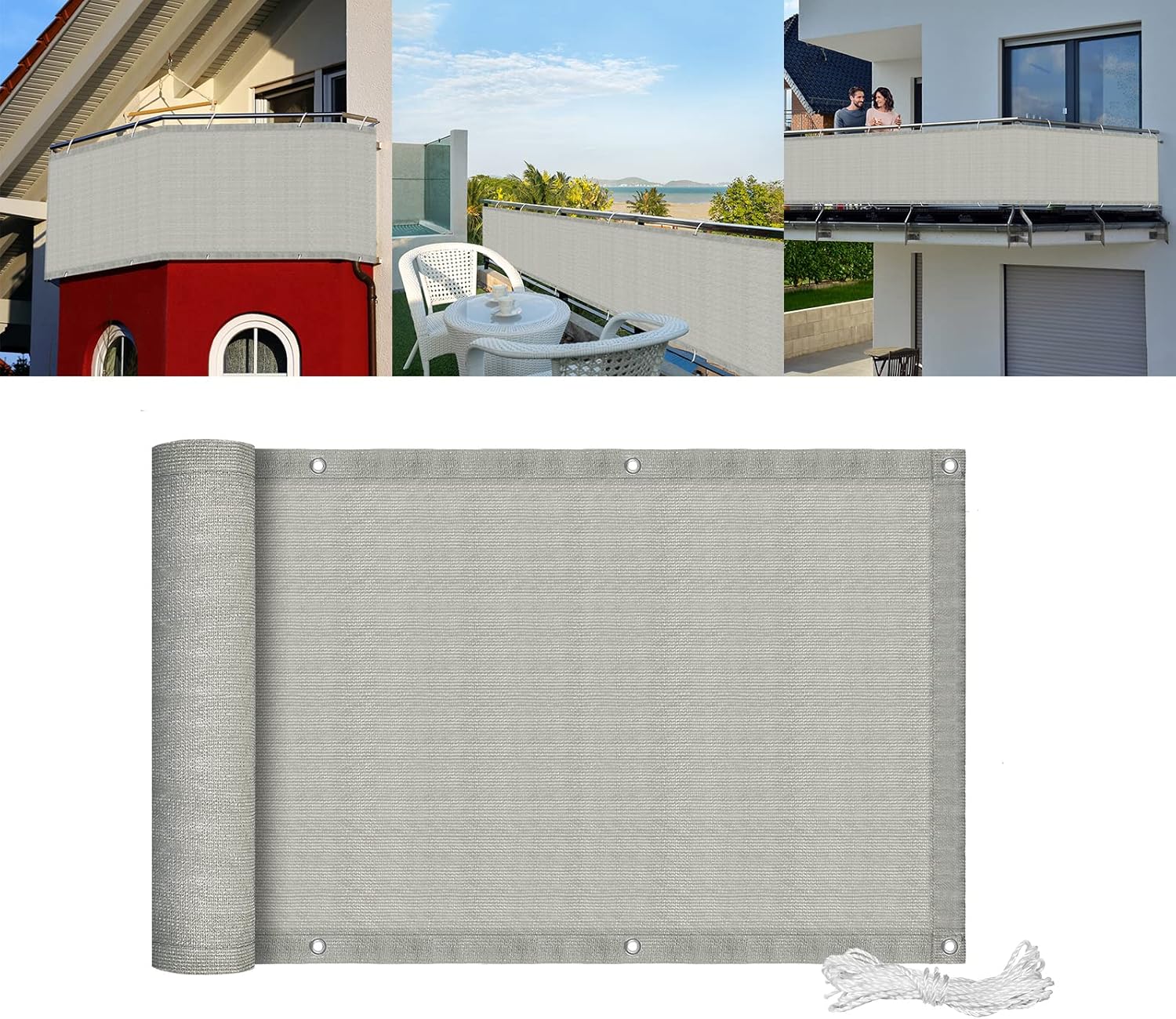 LARS360 Insynsskydd för balkong, antracit/grå, HDPE 180 g/m², vindskydd ...