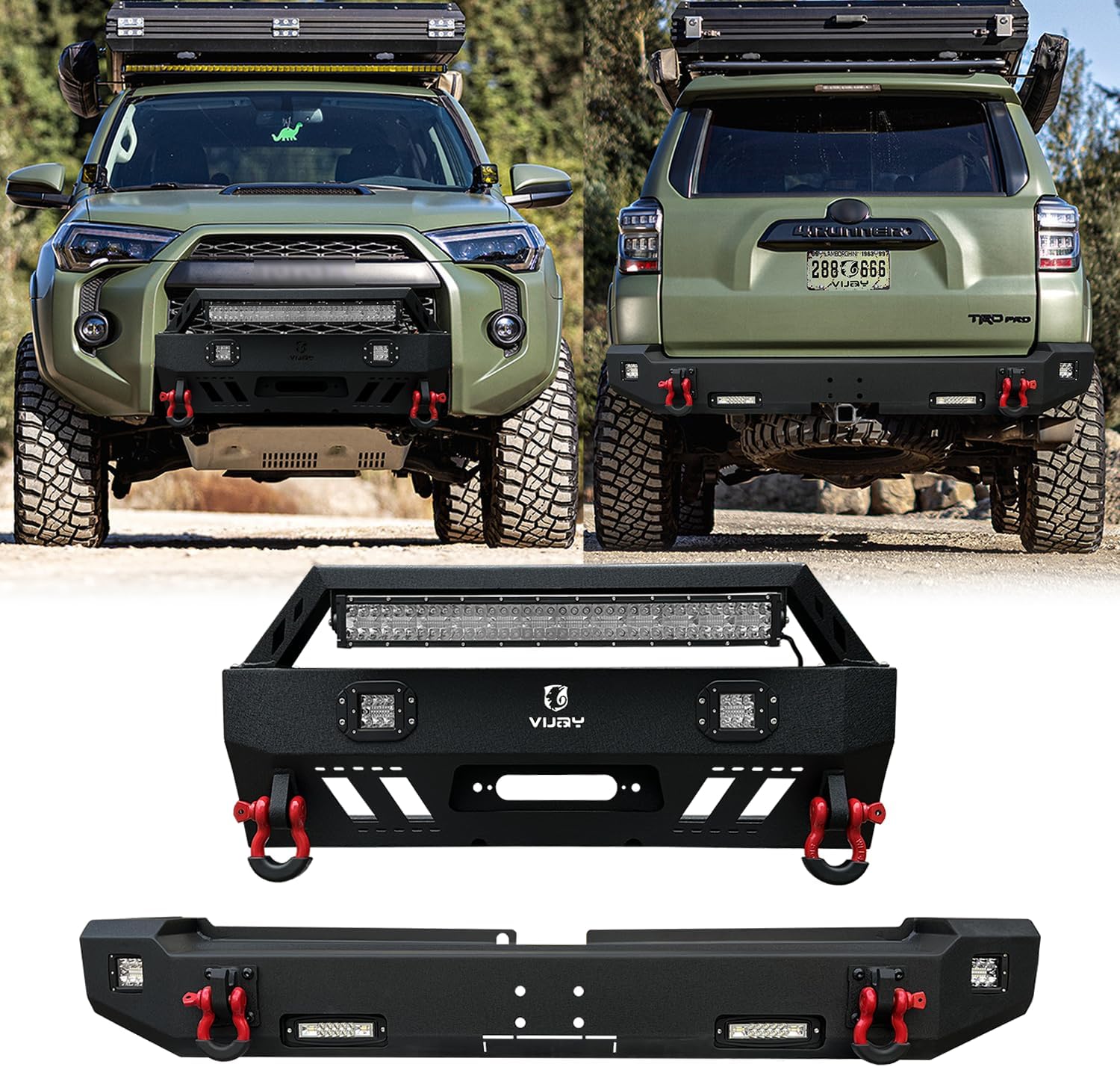 Amazon.com: LUYWTE For 2015-2020 4Runner New Steel Front and Rear ...