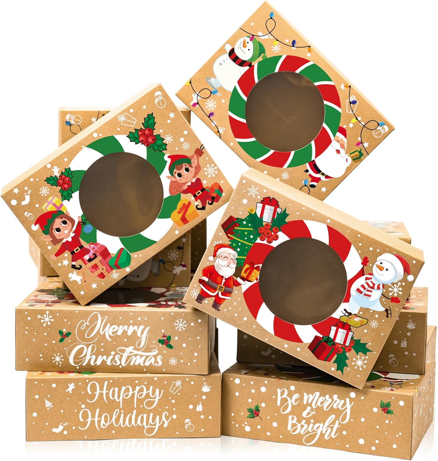 Amazon.com: Ouddy Mode 15 PCS Christmas Cookie Boxes, Large Holiday ...