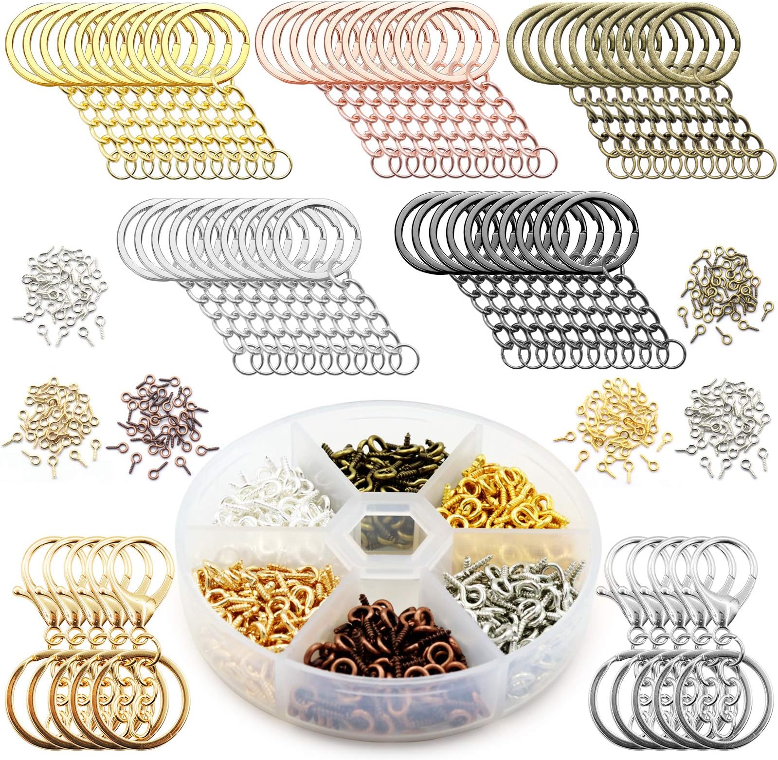 WELANE Key Rings with Chain, 50 Set Key Chain Rings and Jump Rings for ...