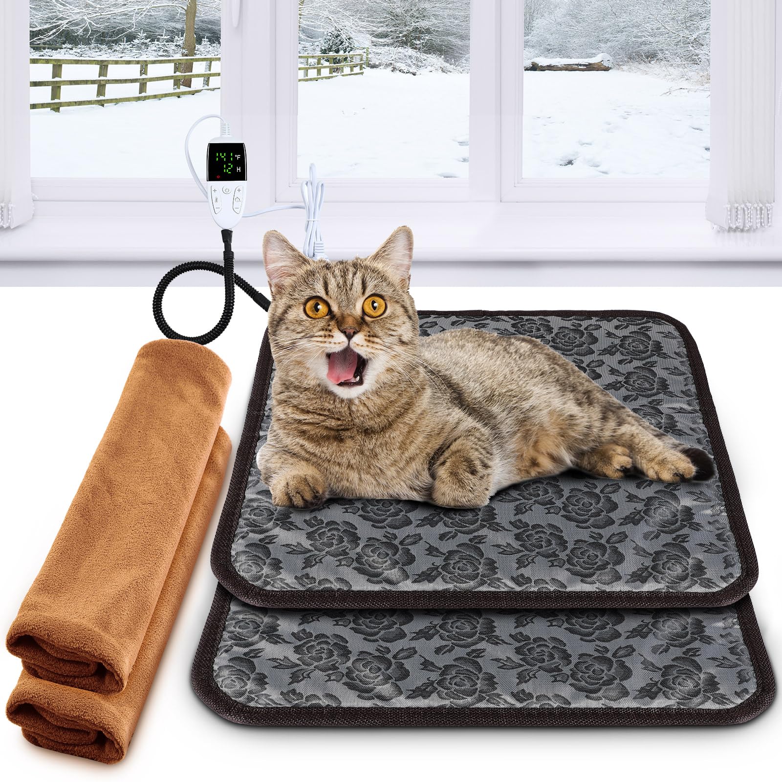 Amazon.com : Riakrum 2 Pcs Pet Heating Pad Adjustable Cat Warming Pad ...