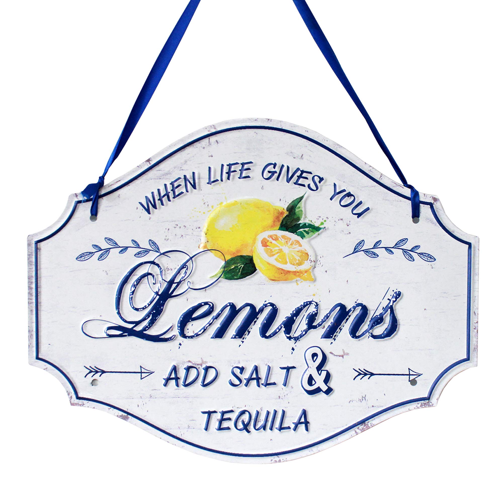 Amazon.com: Funly mee Distressed Metal Tin Lemon Sign - When Life Gives ...