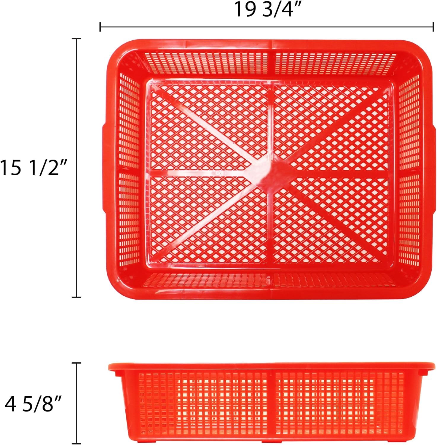Snapklik.com : 19-3/4" X 15” 1/2” Square Colander Strainer Basket Red ...