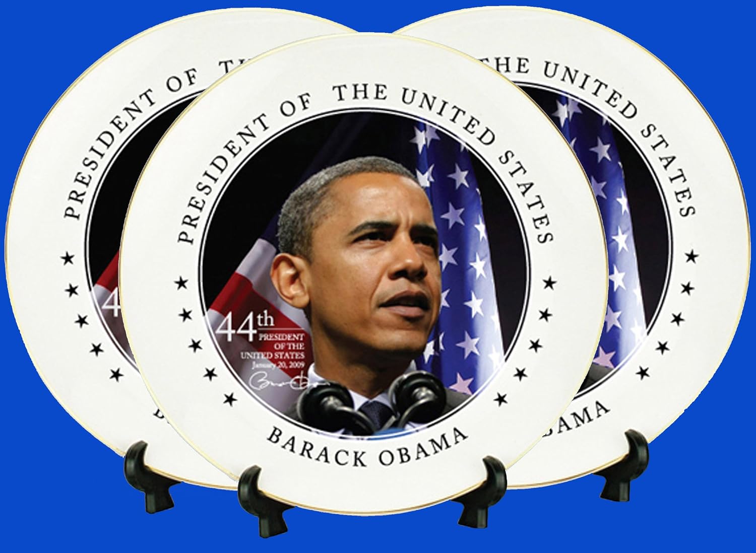 Amazon.com: 3 Barack Obama Collector Commemorative Plates-includes ...