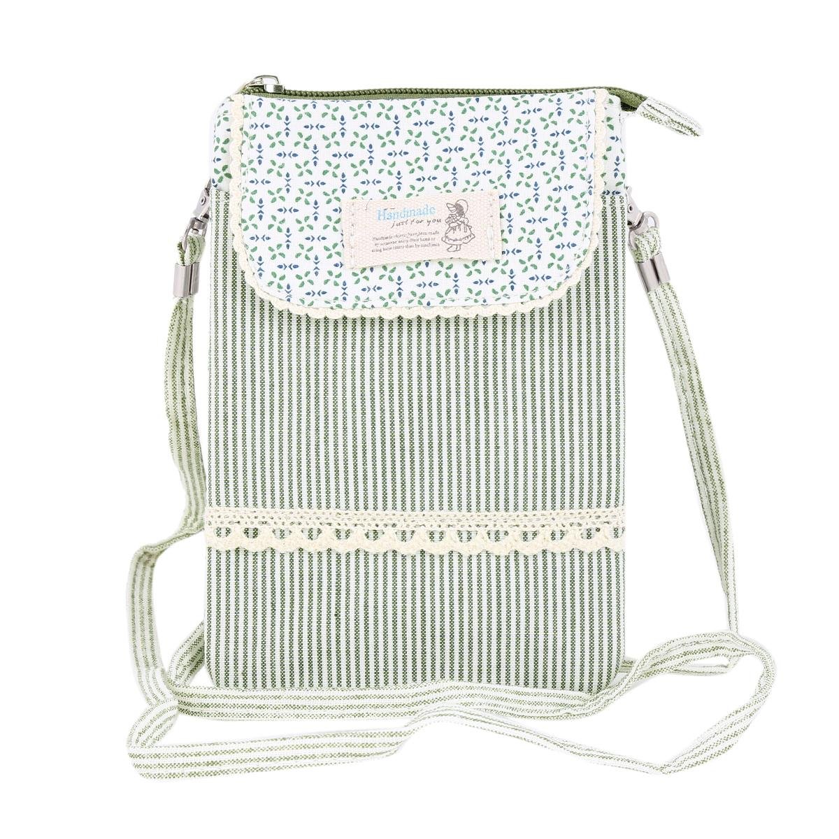 Damara Womens Canvas Phone Pouch Vertical Stripe Crossbody Bag,Green ...