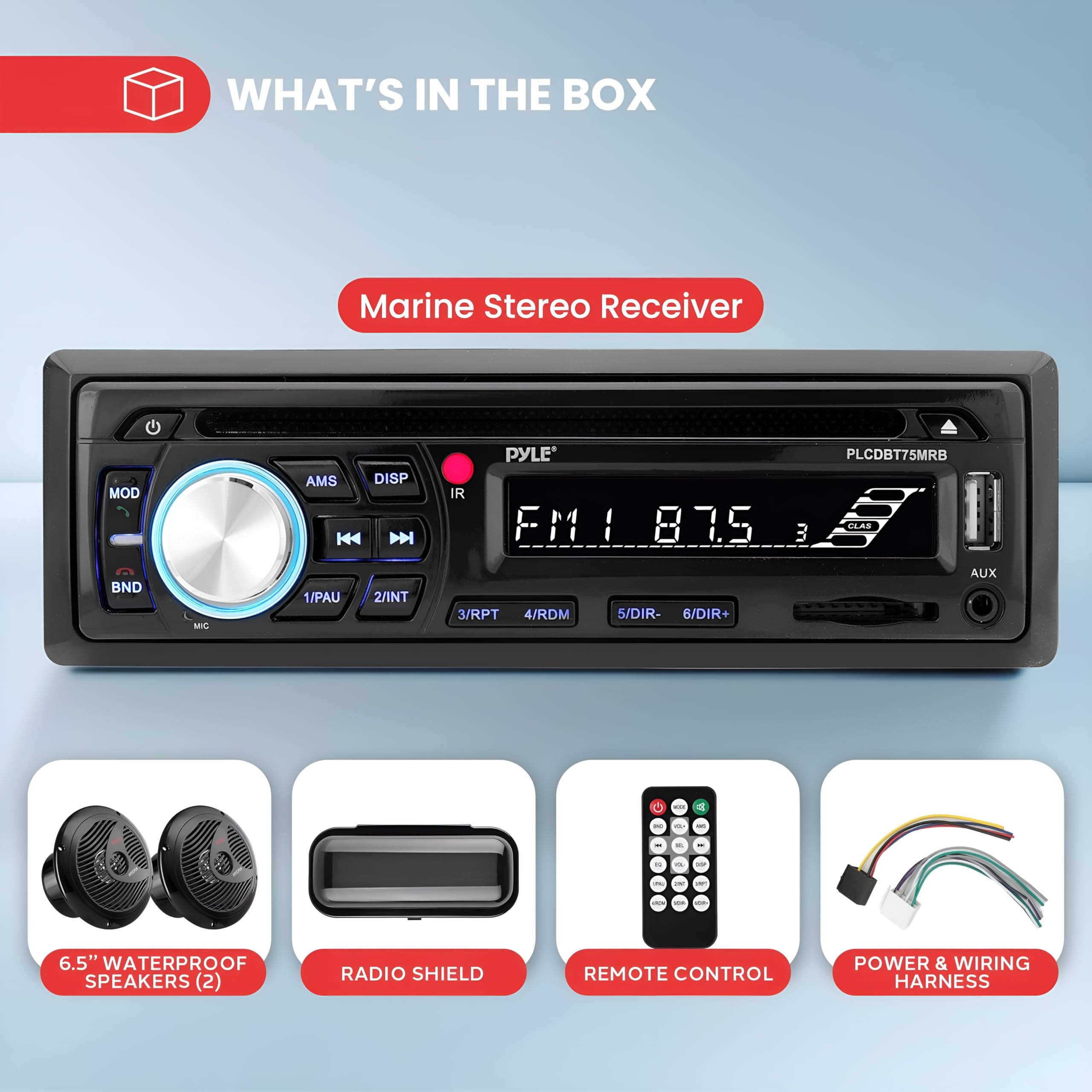 Pyle Bluetooth Stereo Amplifier Receiver Pyle PLCDBT95 Single-DIN ...