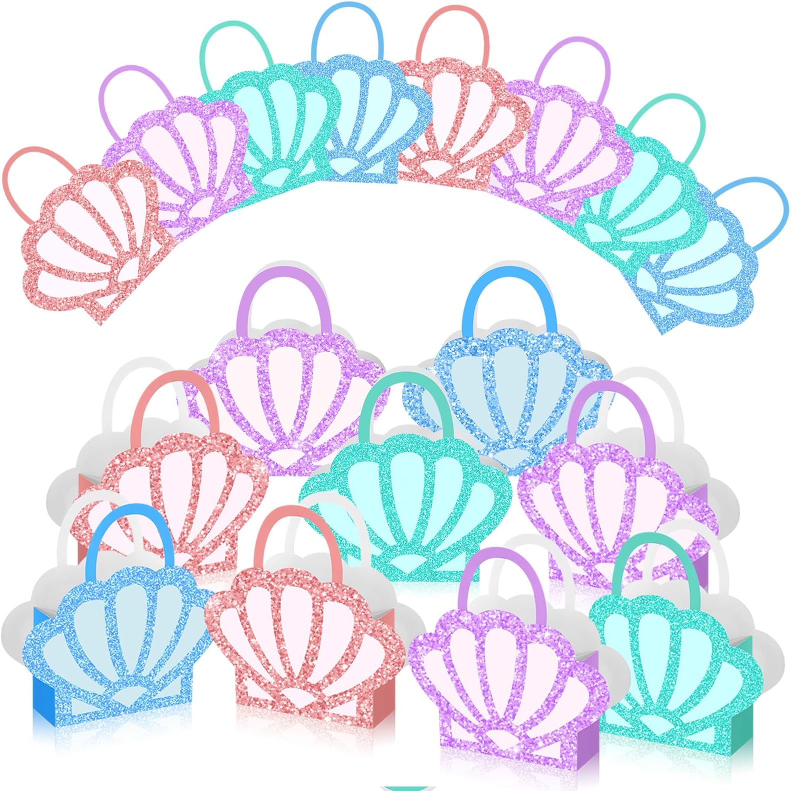 Amazon.com: MotiMind 24 Pieces Mermaid Party Favors Gift Bags Shell ...