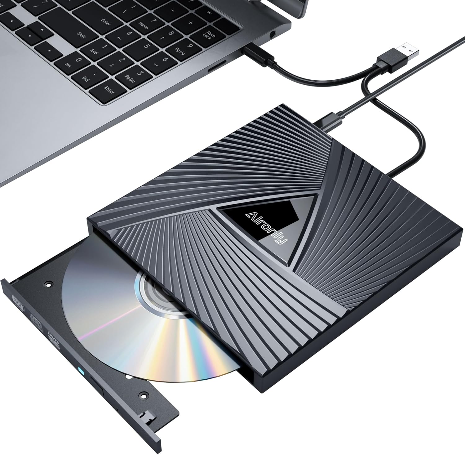 Amazon.com: Alronly External CD/DVD Drive for Laptop, USB 3.0 Type-C ...