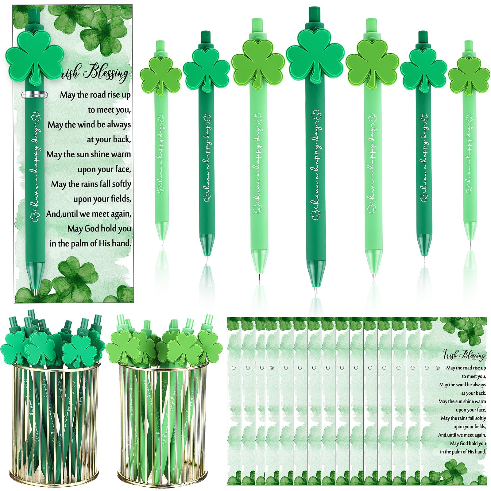 Amazon.com : Jetec 100 Sets St Patrick's Day Shamrock Ballpoint Pens ...