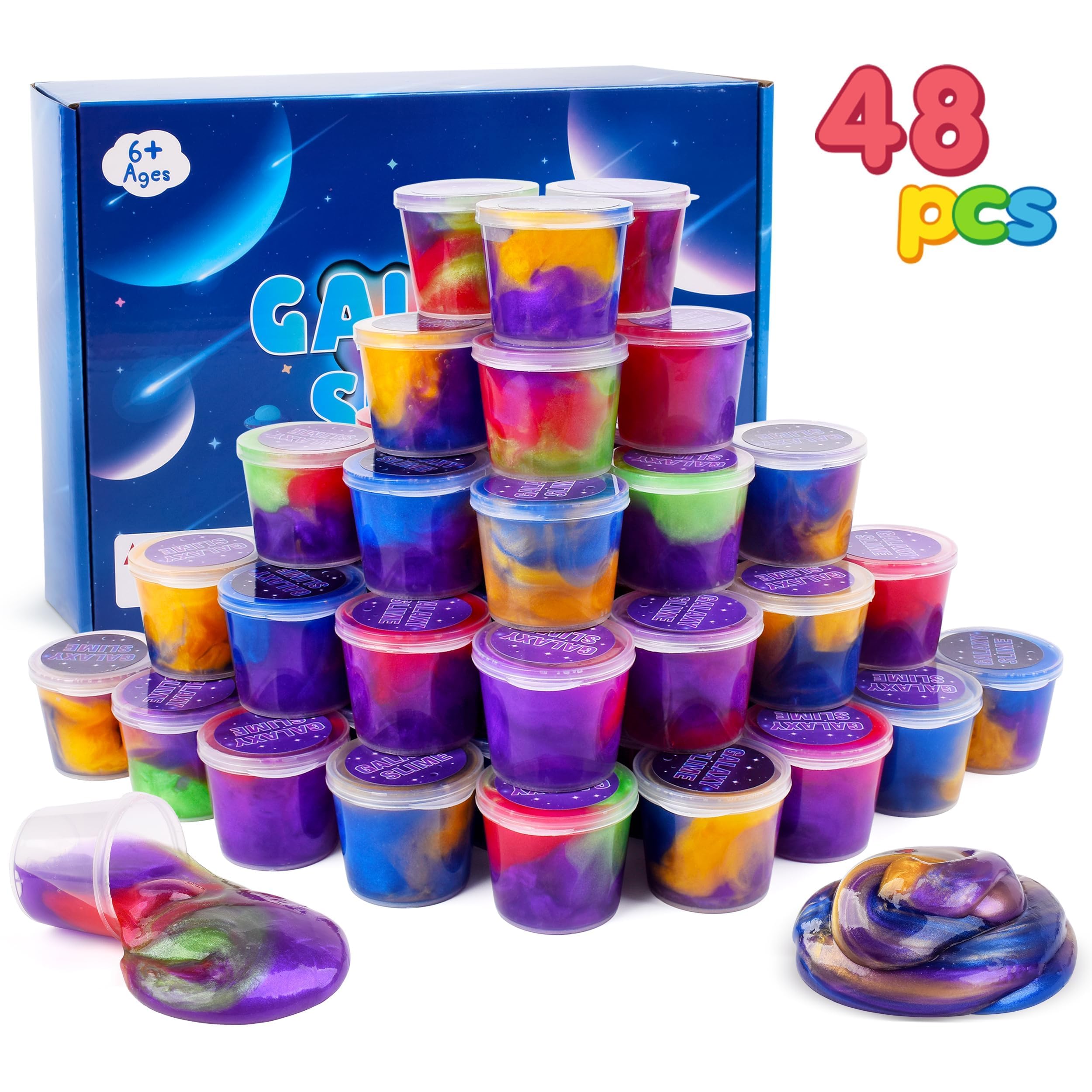 Amazon.com: Galaxy Slime kit, 48 Pack Christmas Mini Slime Party Favor ...