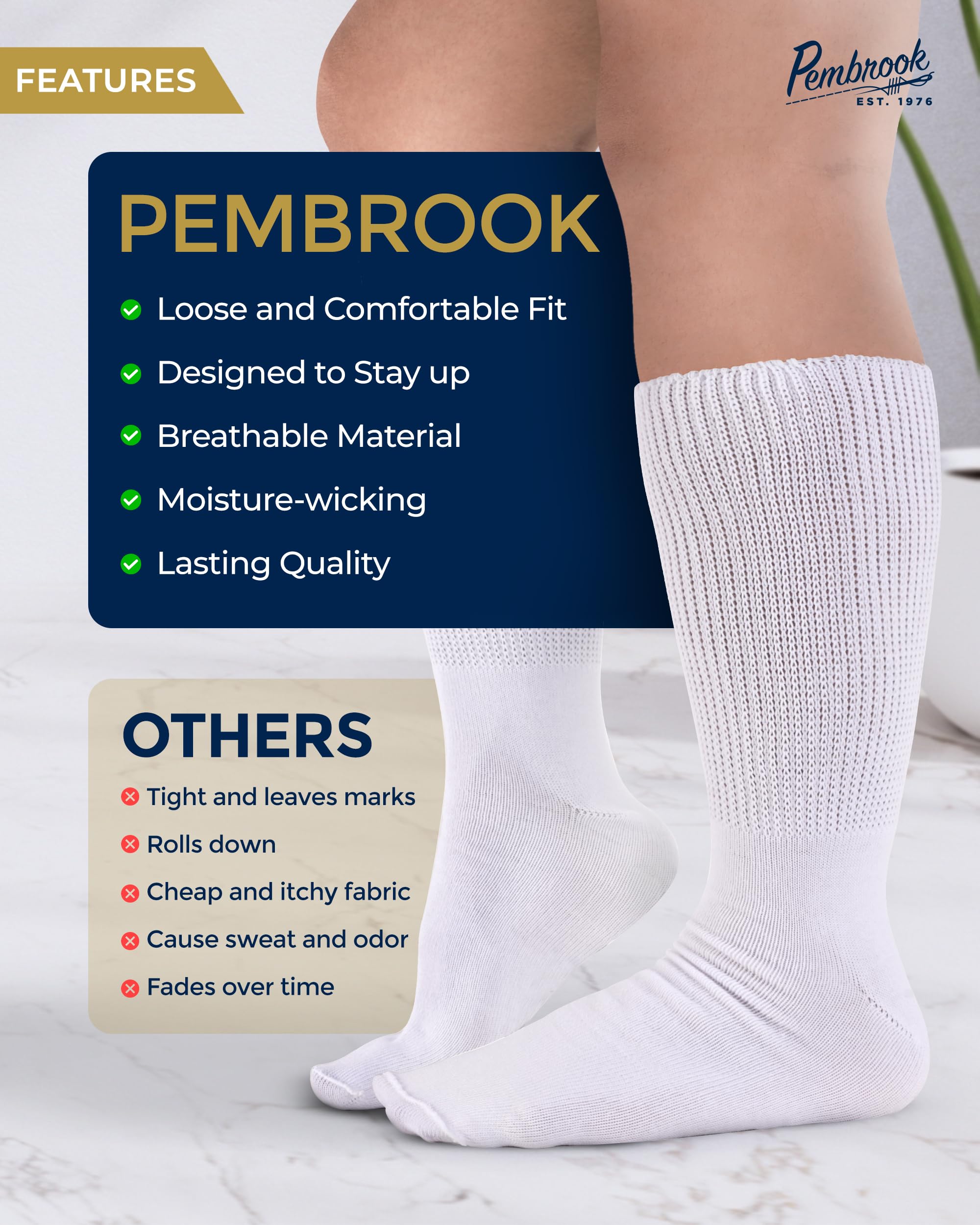 Snapklik.com : Pembrook Extra Wide Socks For Swollen Feet