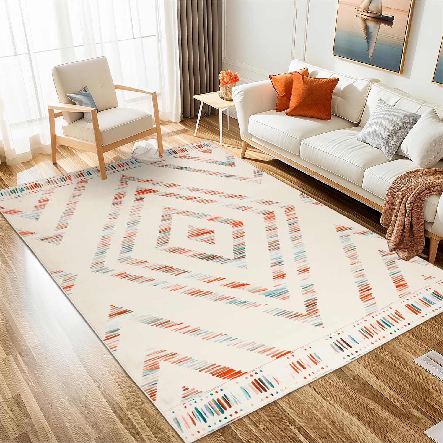 Amazon.com: Geanlod Boho Beige Area Rugs 5x7ft Washable Non Slip ...