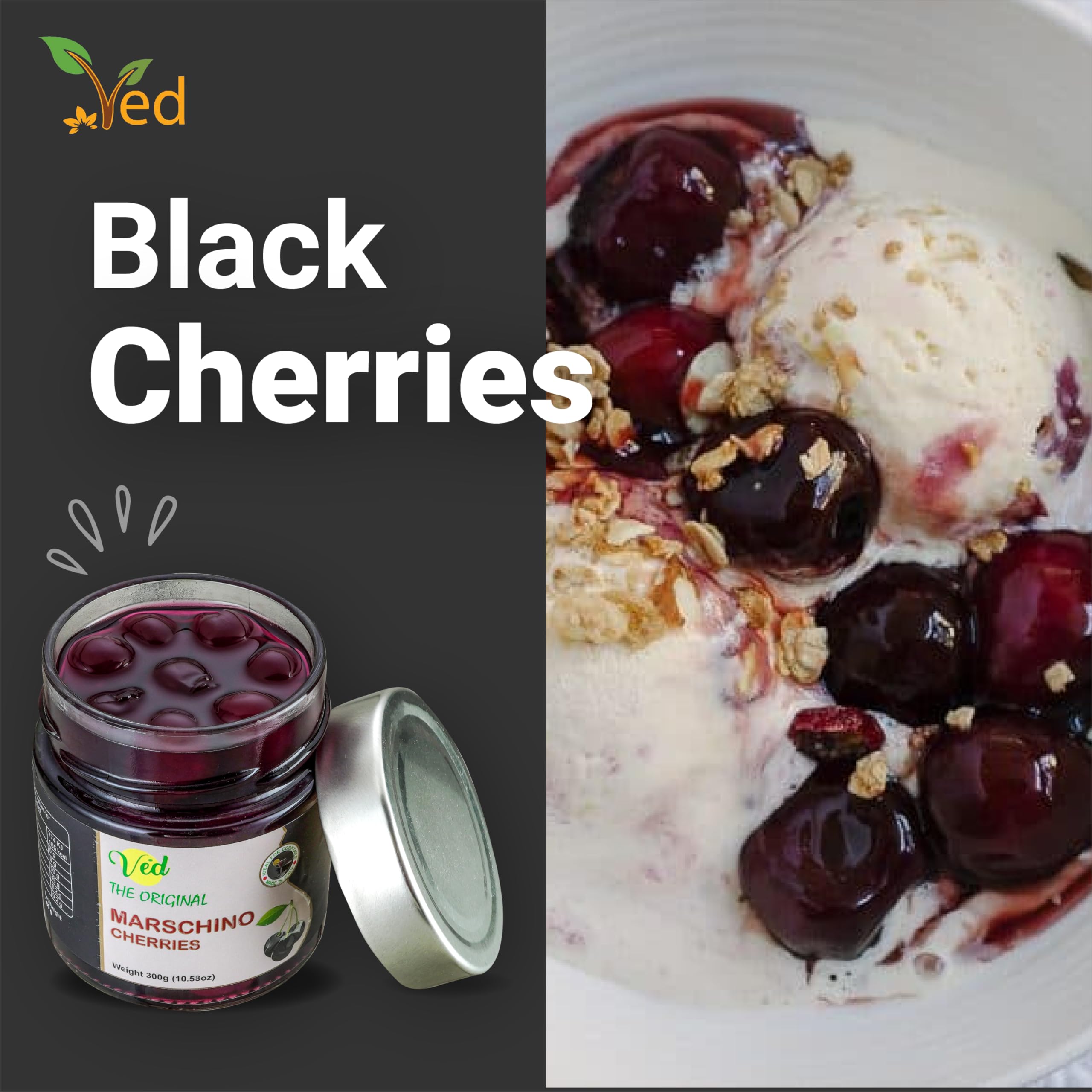 Snapklik.com : Ved Gourmet Original Black Maraschino Cherries - Italian ...