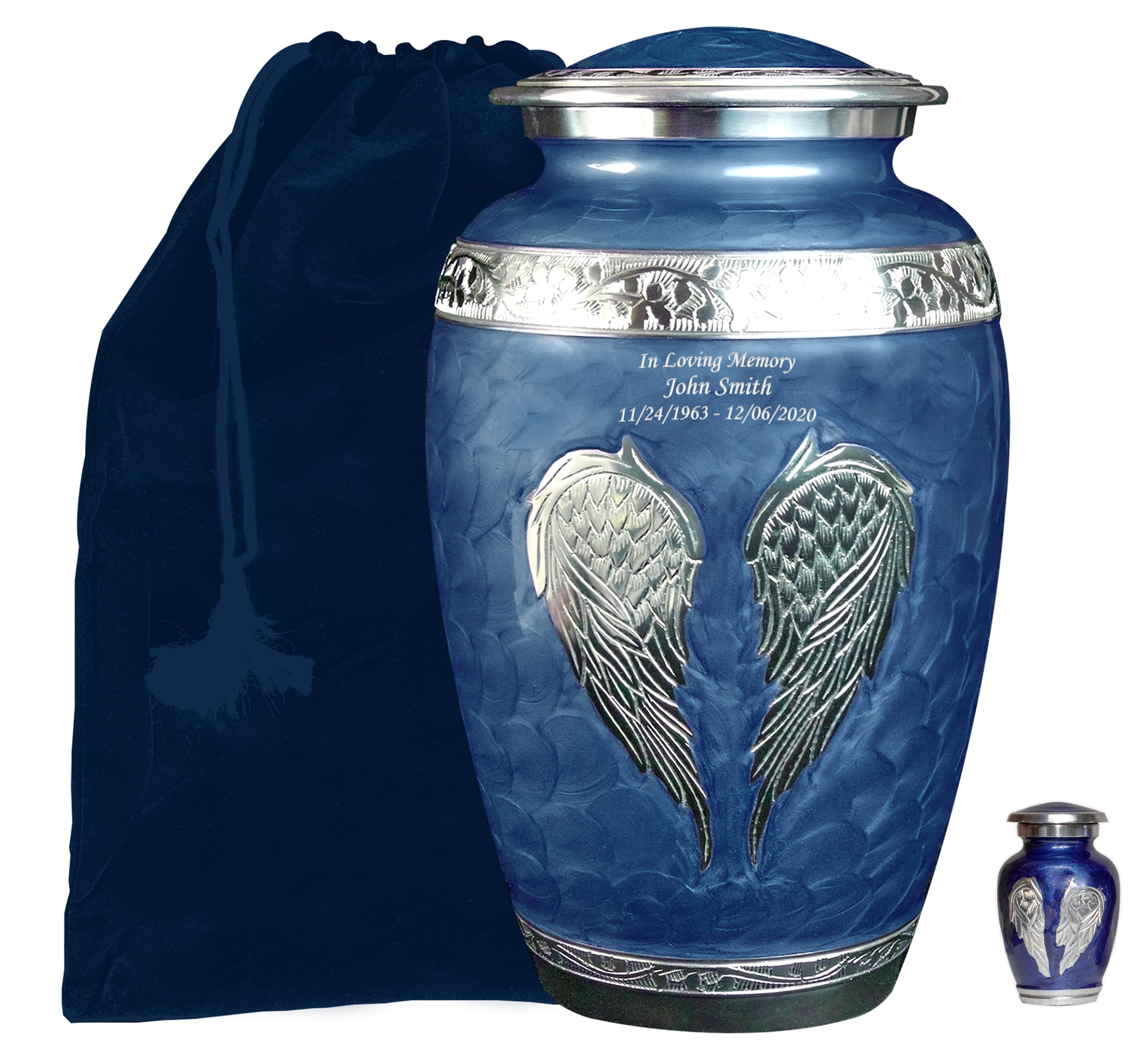 Amazon.com: Blue Angel Wings Funeral Cremation Urn with Matching ...