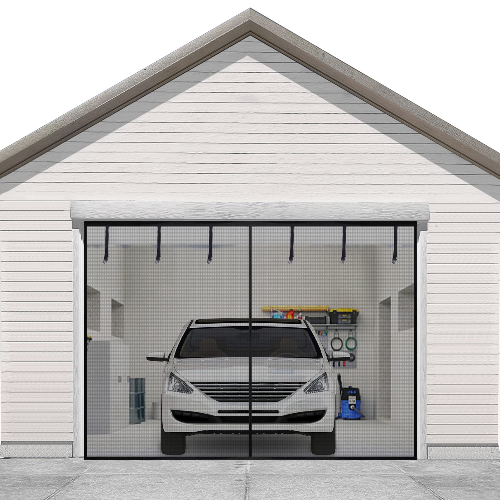 eletecpro Magnetic Garage Screen Door for 1 Car Garage 8x7 Ft, Sturdy ...
