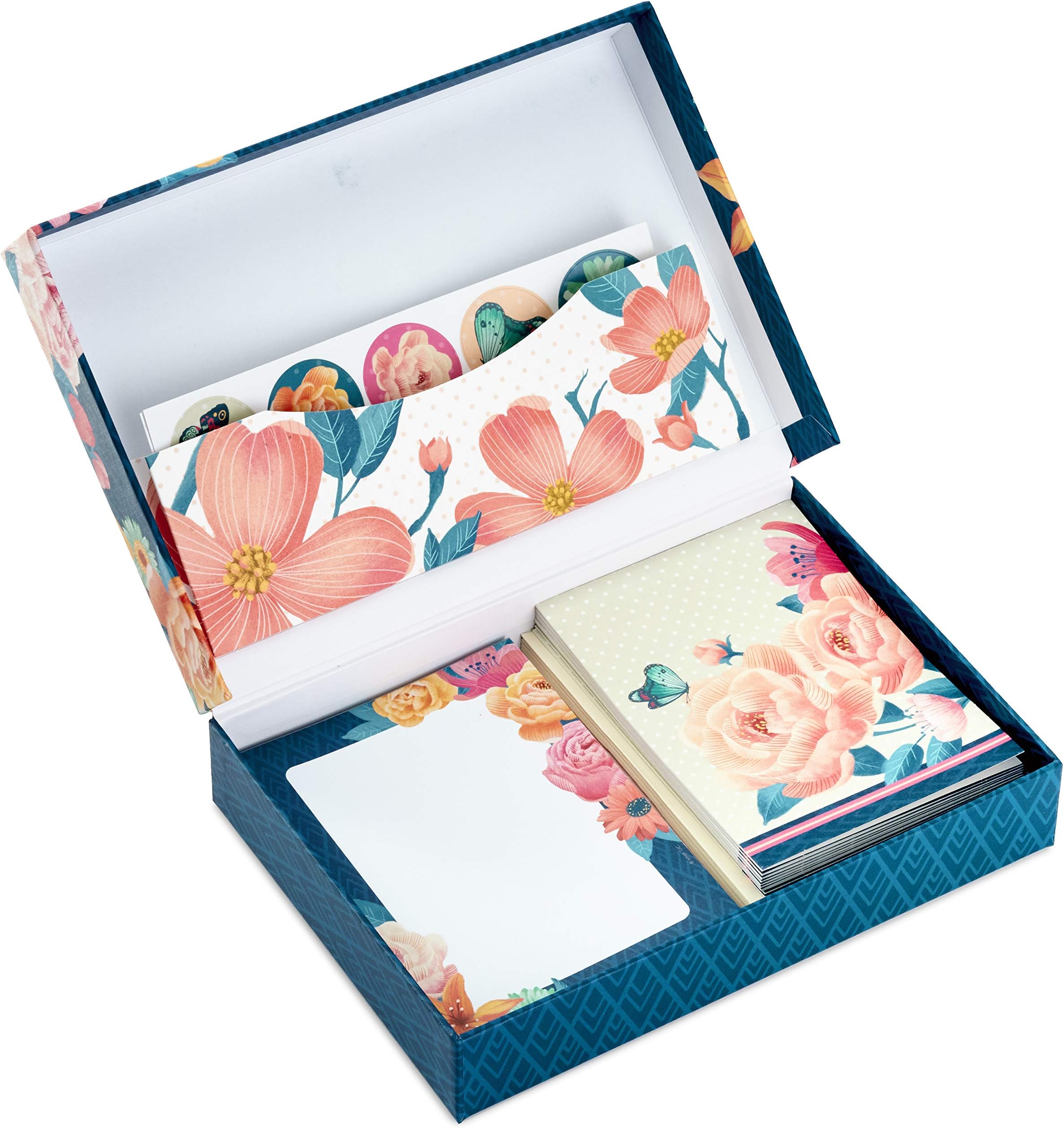 Amazon.com : Hallmark Stationery Set with Desk Organizer, Floral (10 ...