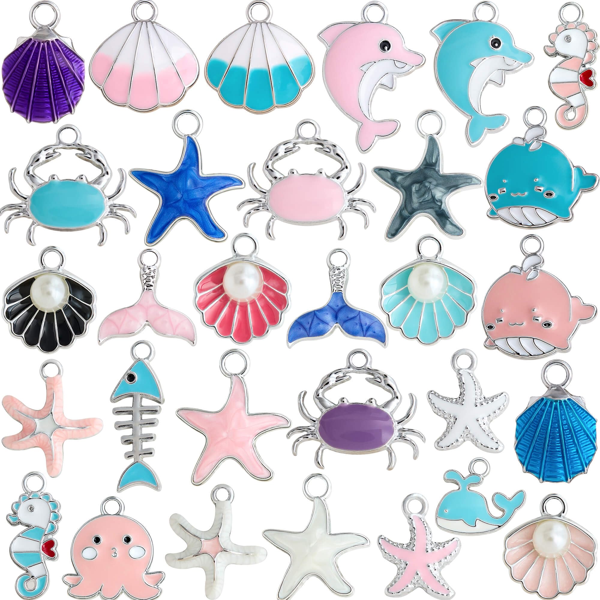 Amazon.com: Anjulery 30Pcs Ocean Charms for Jewelry Making and Crafting ...